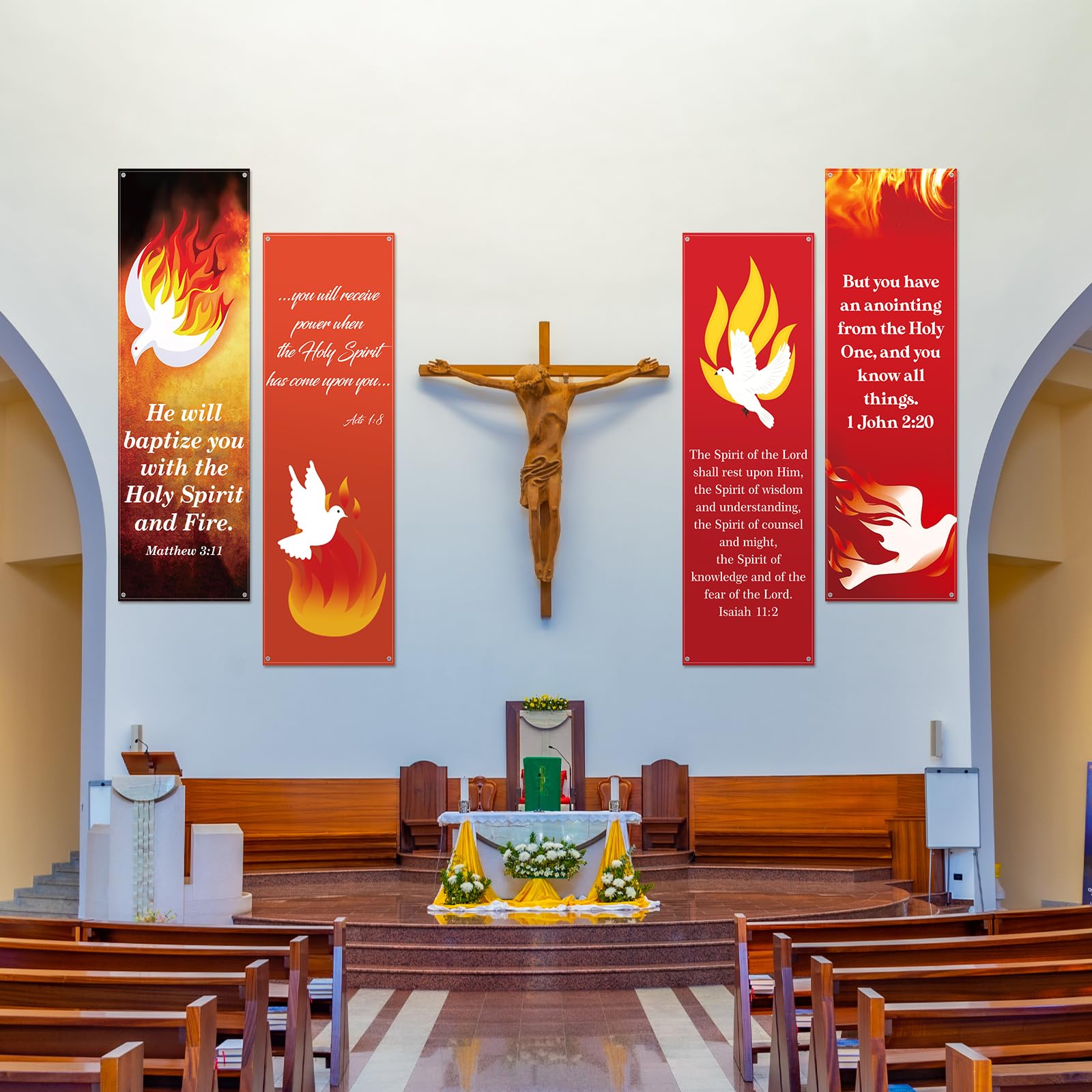 Snapklik.com : Hosuly 4 Pcs Church Banners For Sanctuary Wall Holy ...