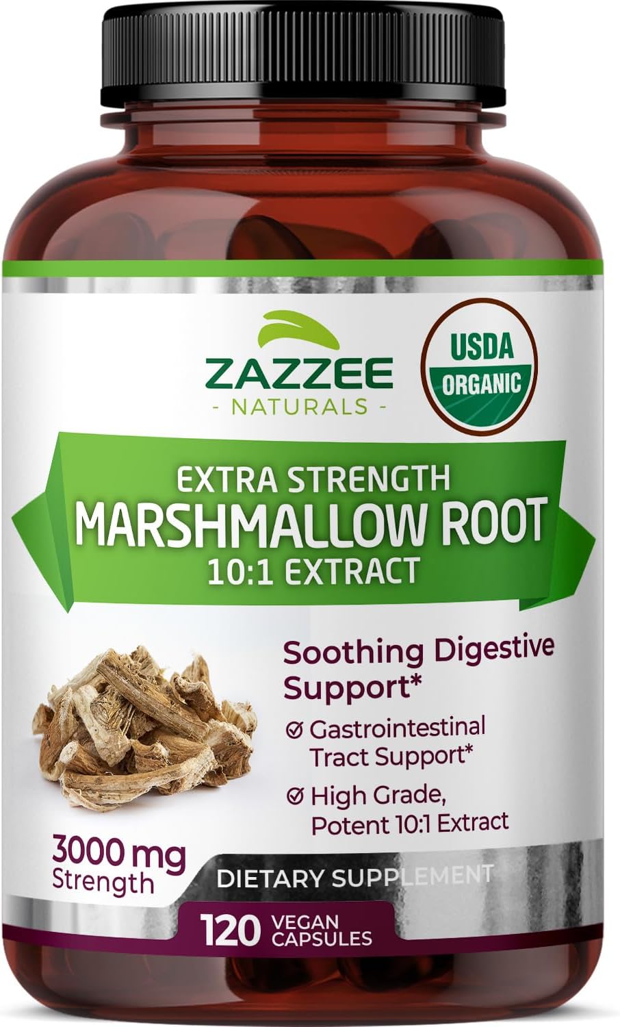 Amazon.com: Zazzee USDA Organic Marshmallow Root 10:1 Extract, 3000 mg ...