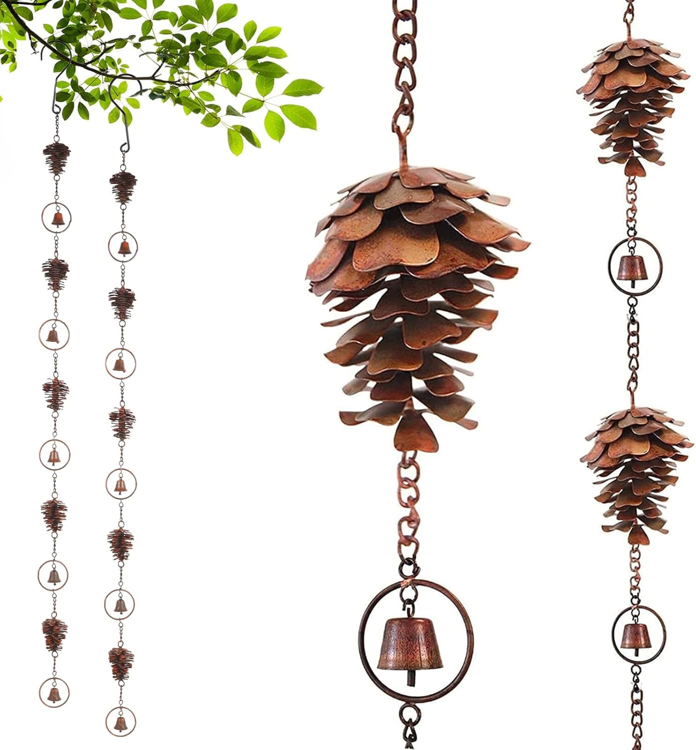 Amazon.com : JHCBKFF 3.5 Feet Pinecone Shaped Rain Chain Metal Rain ...