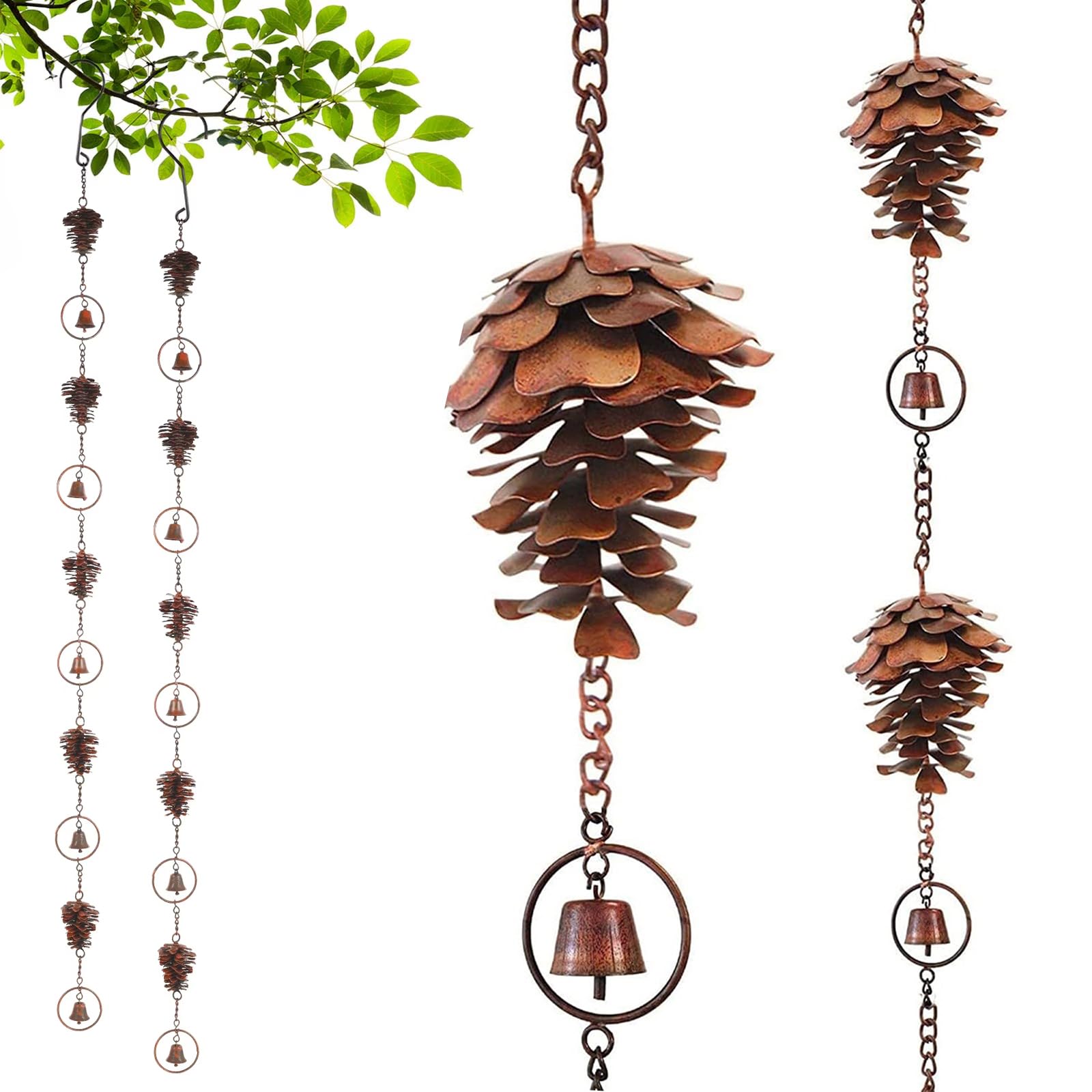Amazon.com : JHCBKFF 3.5 Feet Pinecone Shaped Rain Chain Metal Rain ...
