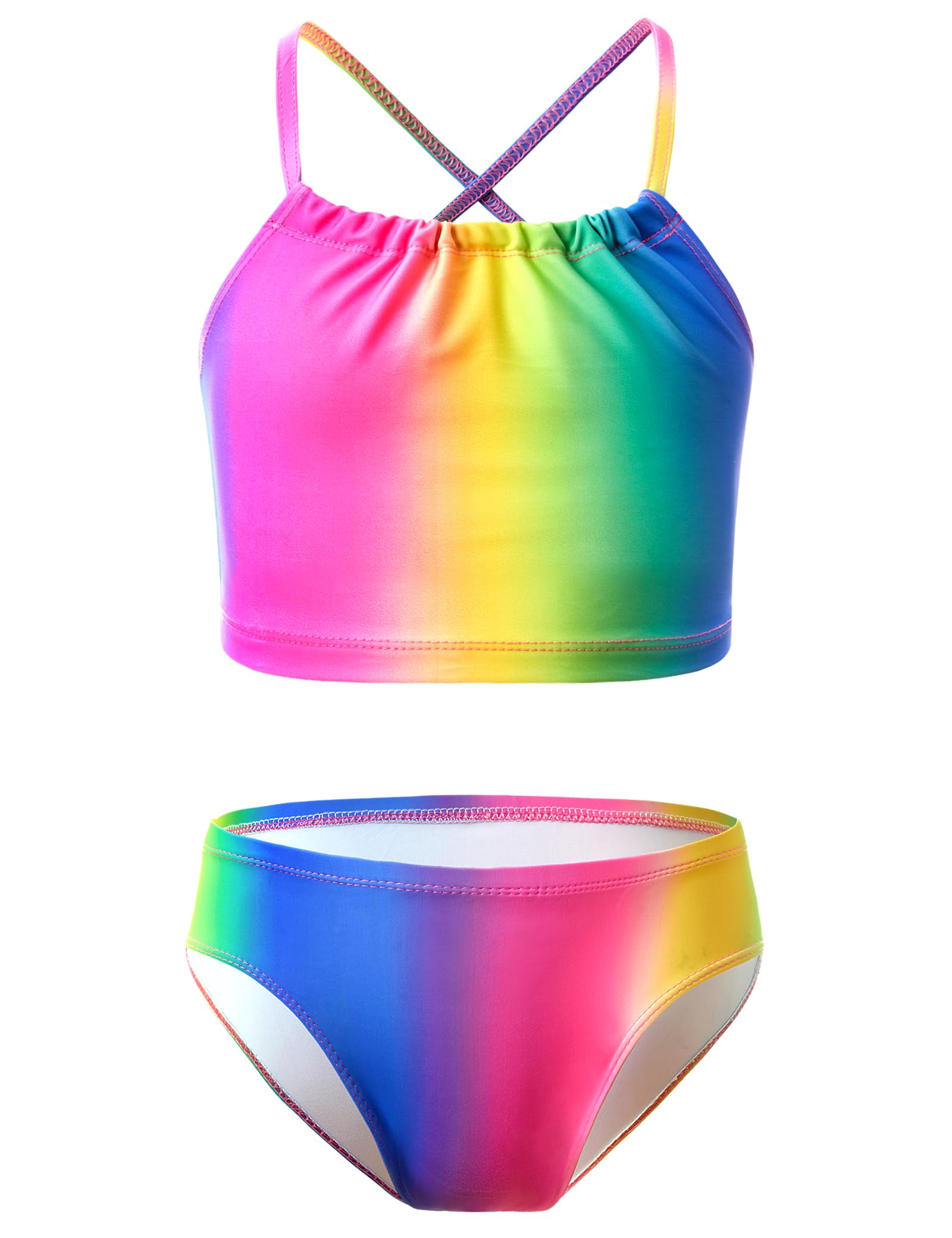 Snapklik.com : Bathing Suit For Girls 7-8 Years Old Rainbow Two Piece ...