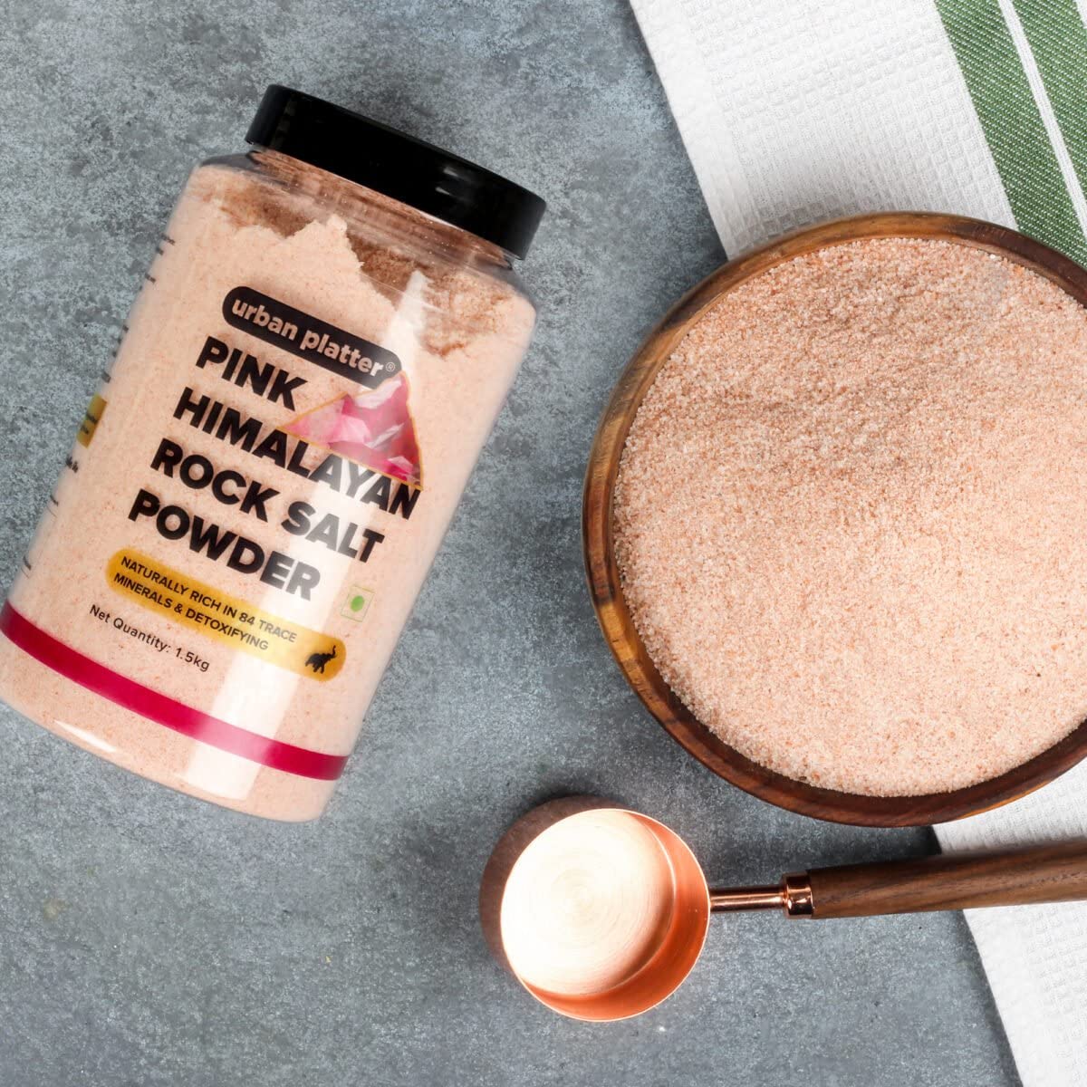 Urban Platter Pink Himalayan Rock Salt Powder Jar, 1.5kg (Natural Salt ...