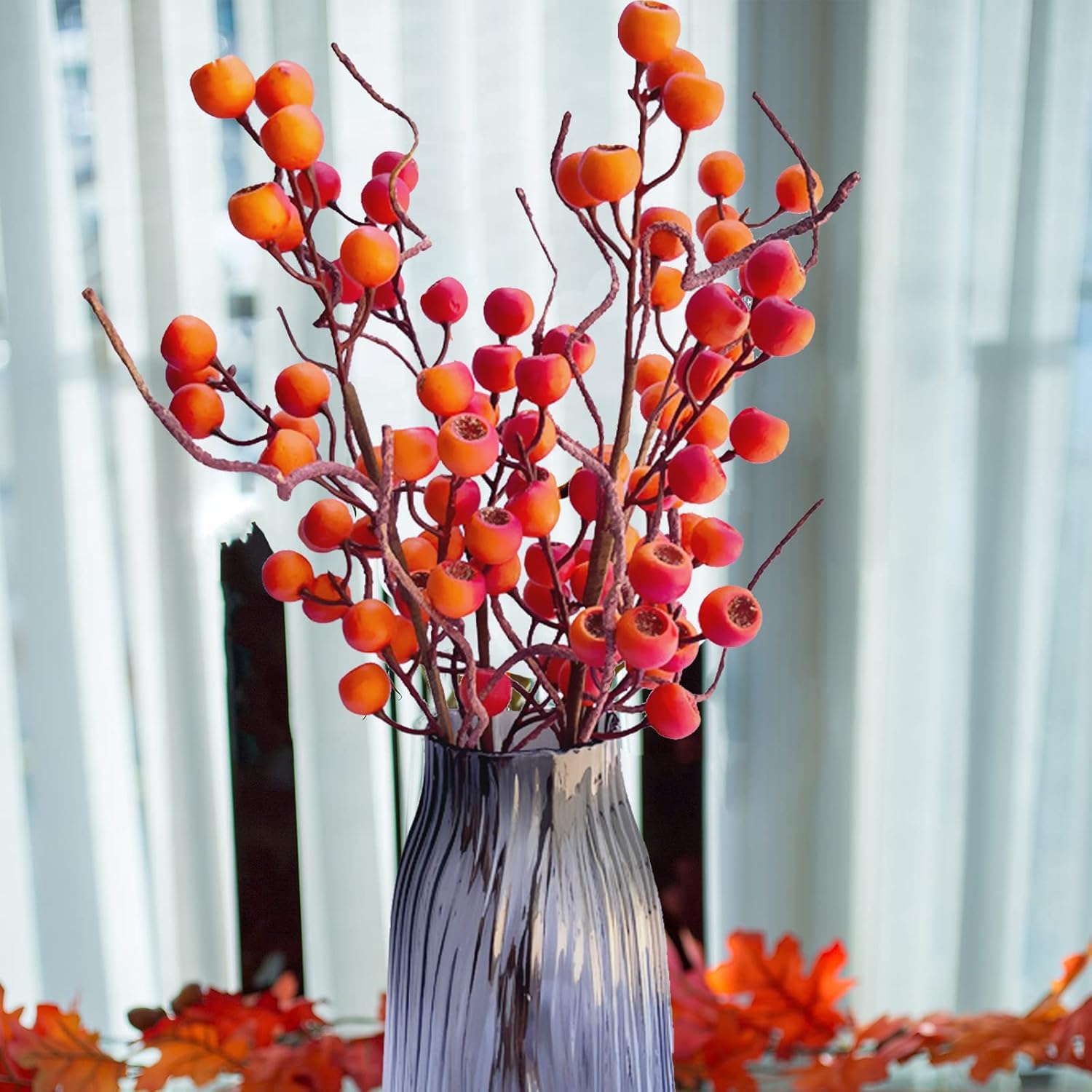 Buy YUIOP 4 Pack Artificial Red Berry Stems Branches 23.6 Inch Long ...