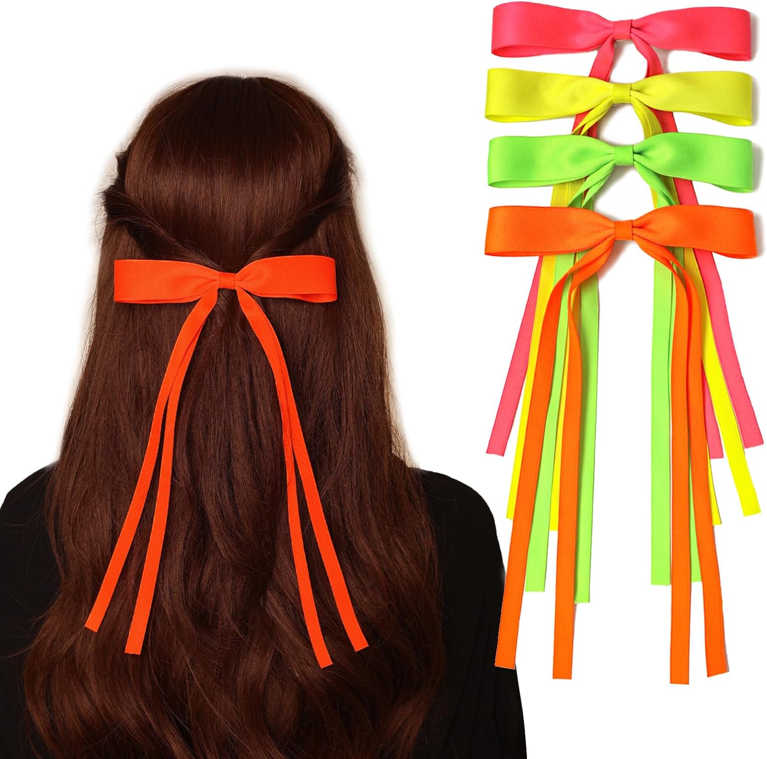 Amazon.com : LFOUVRE Bow Hair Clips and Barrettes - 12pcs Ribbon and ...