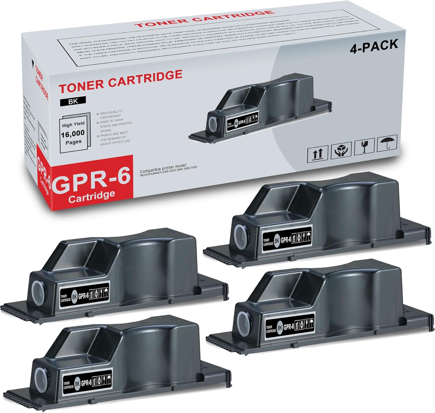 Amazon.com: 4-Pack GPR-6 (6647A003AA) Black Toner Cartridge High Yield ...