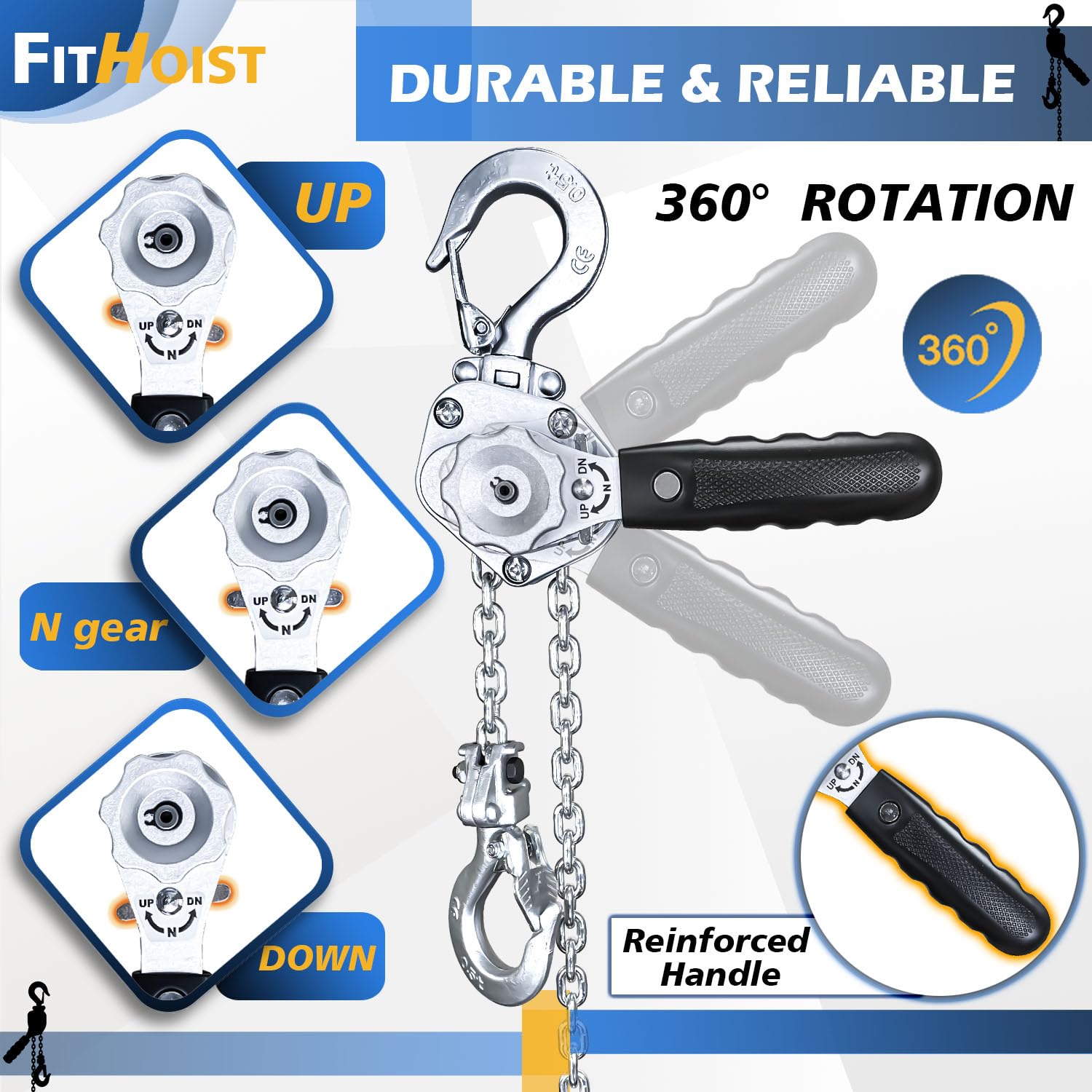 Snapklik.com : FITHOIST Mini Lever Hoist 1/2 Ton, Chain Hoist Come ...