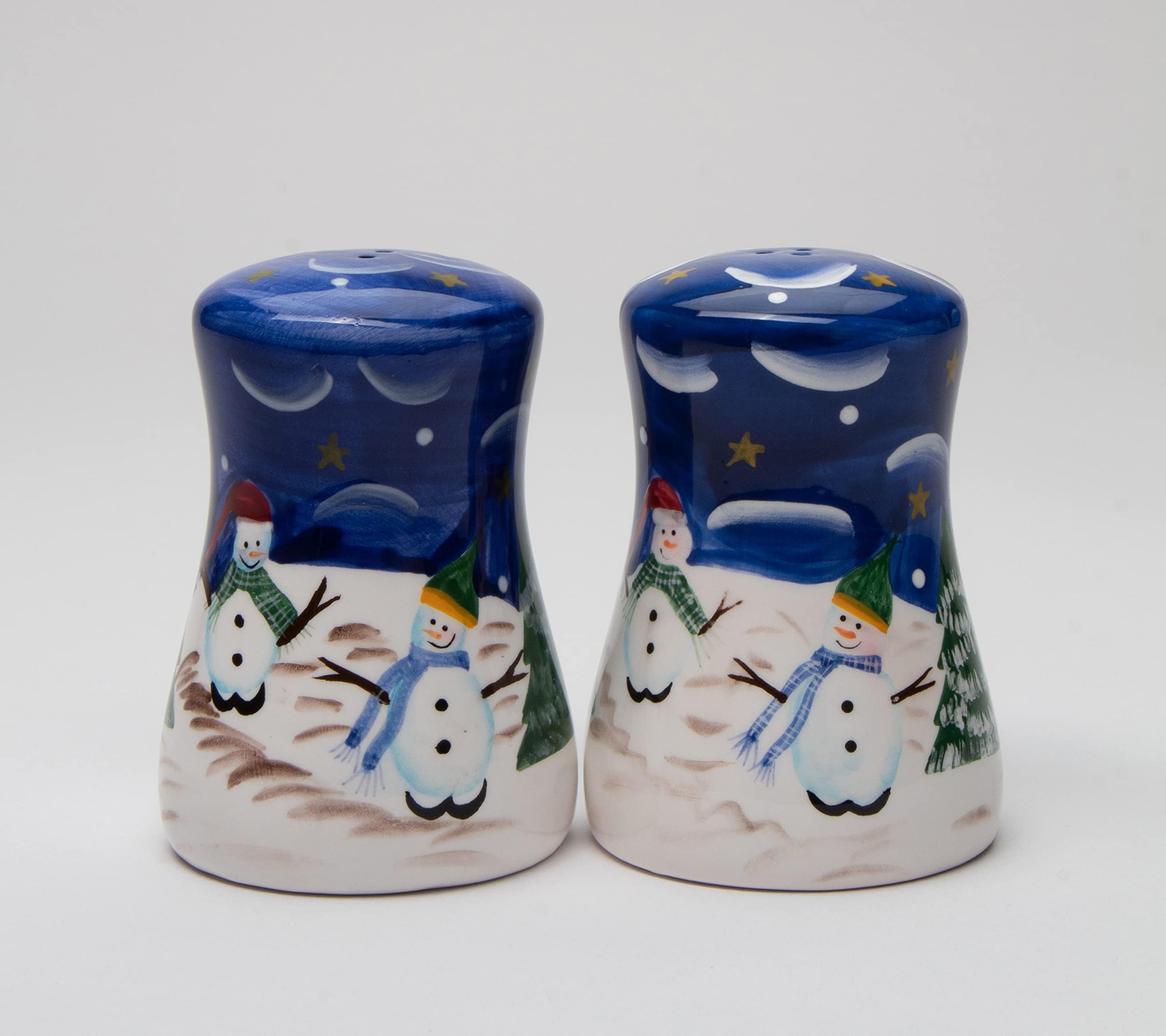 Amazon.com: Fine Ceramic Christmas Snowman Couple Salt & Pepper Shakers ...