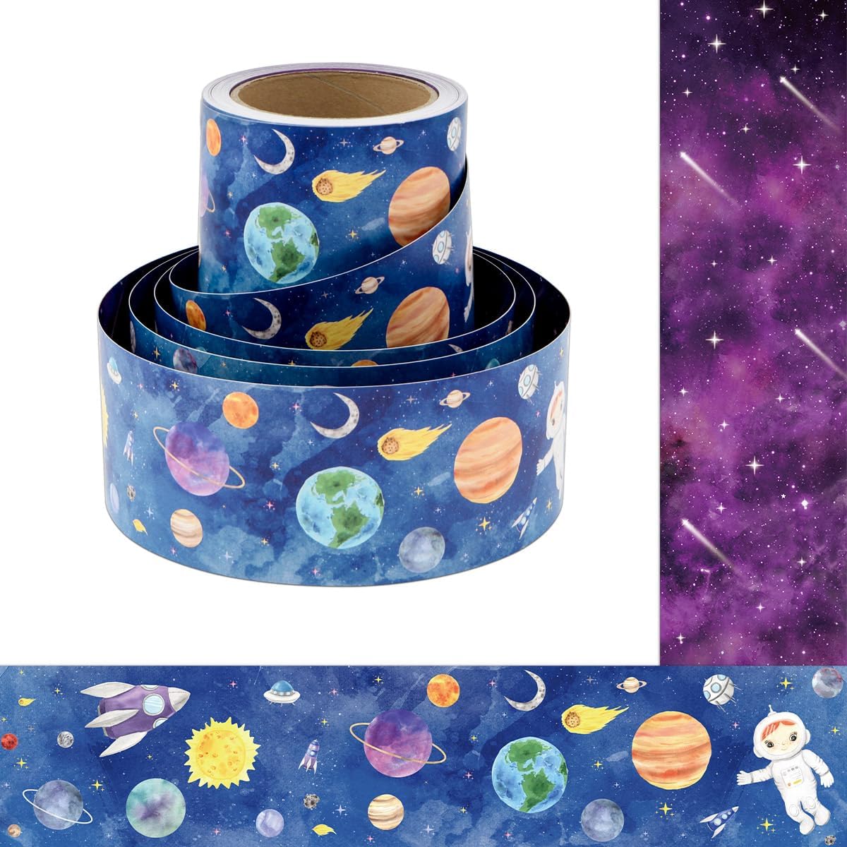 Amazon.com: 2 Rolls Bulletin Board Borders,100 ft Galaxy Scalloped ...