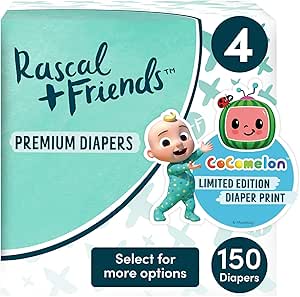 Amazon.com: Rascal + Friends Diapers Cocomelon Edition Size 4, 150ct : Baby