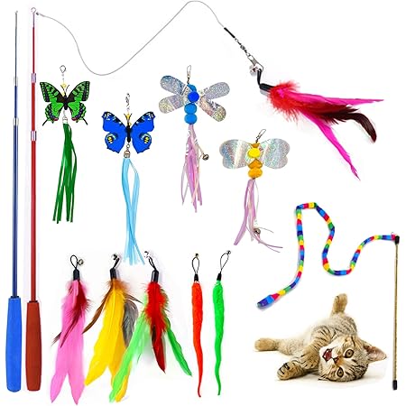 Amazon.com : NVTED Cat Feather Toy Set, Playing Cats Toys Cat Wand Pet ...