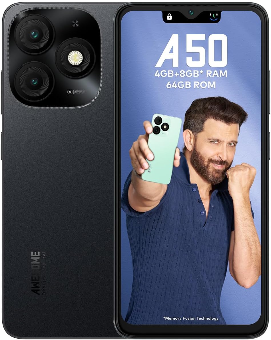 itel A50|6.6" HD+ Display with Dynamic Bar| 4GB RAM +64GB ROM, Upto ...