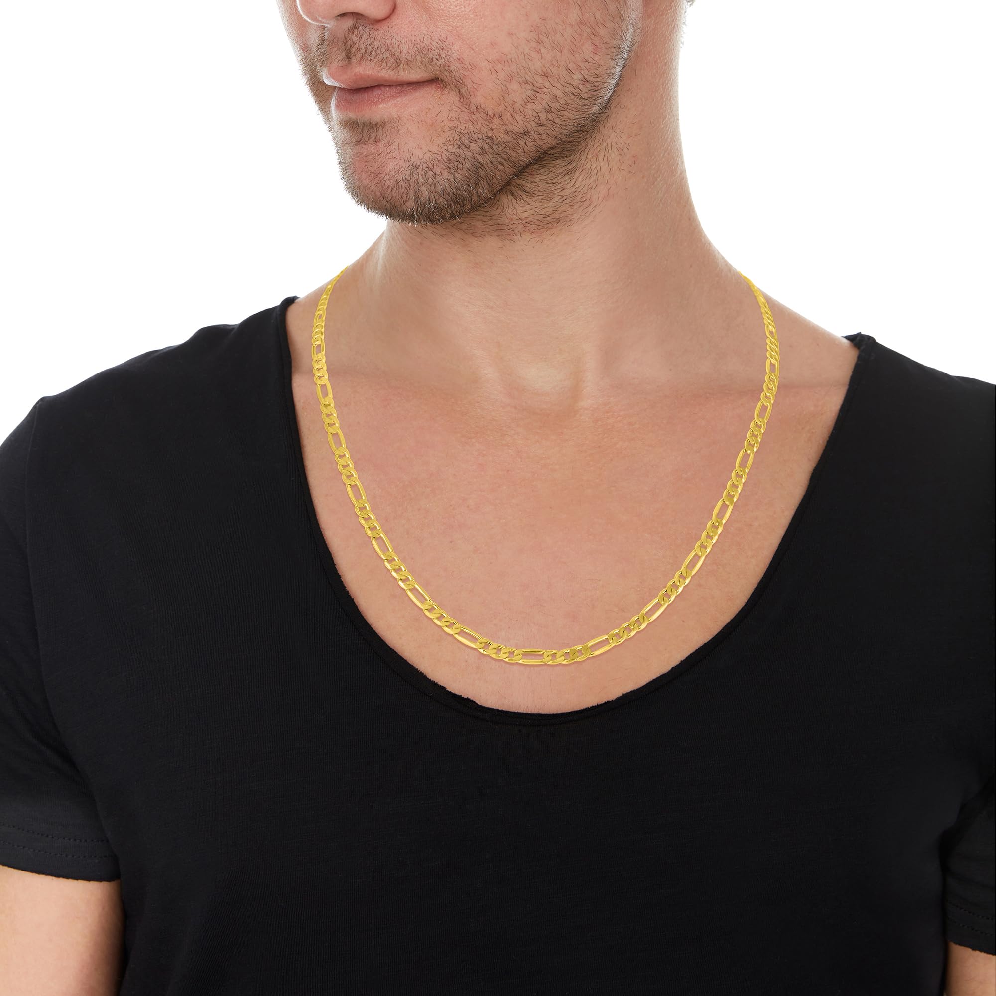 Floreo 14k Yellow Gold or White Gold 4.5mm Solid Figaro Chain Necklace ...
