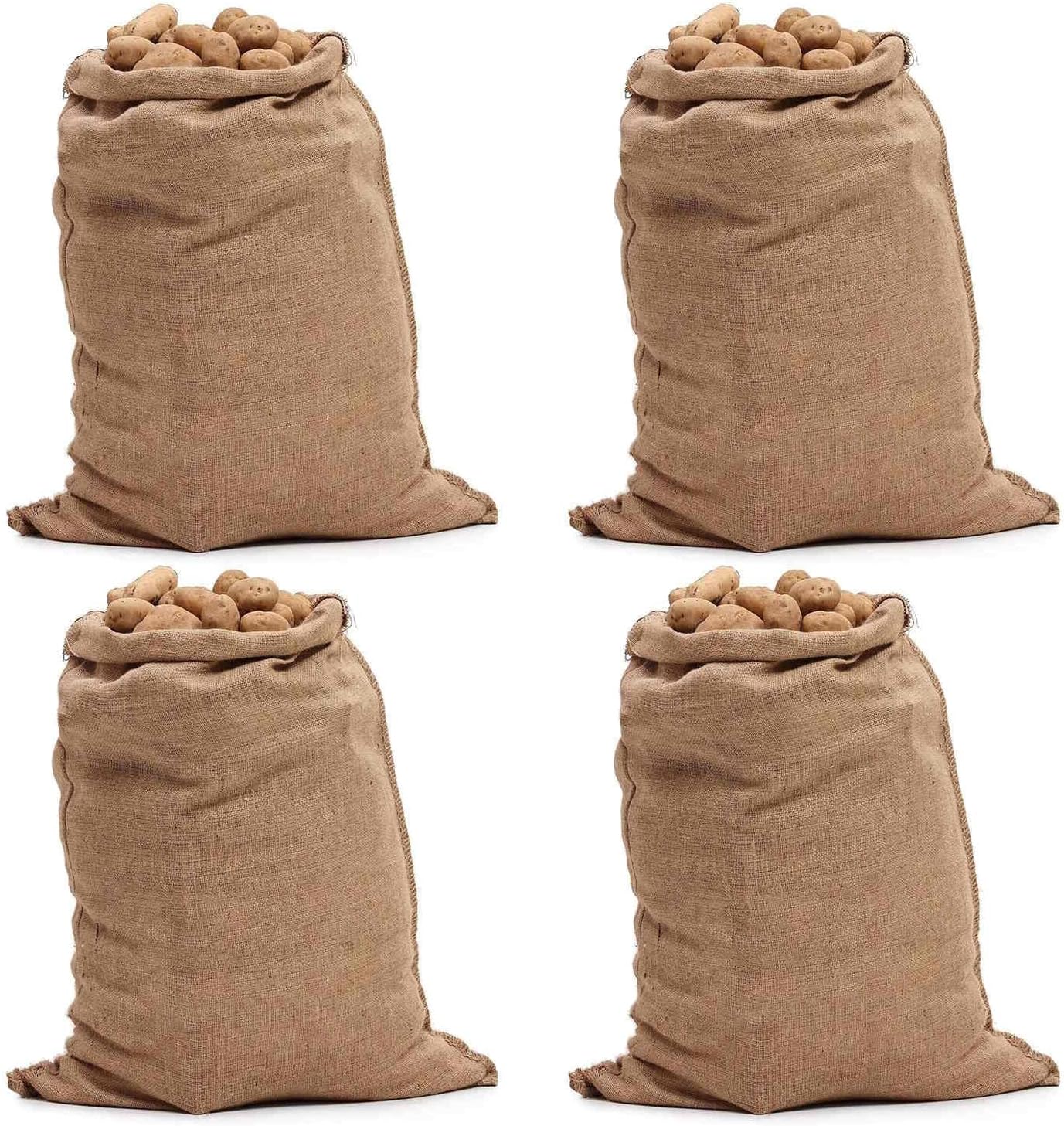 4Pcs Jute Hessian Sacks Bags Extra Durable Potato Vegetable Storage ...