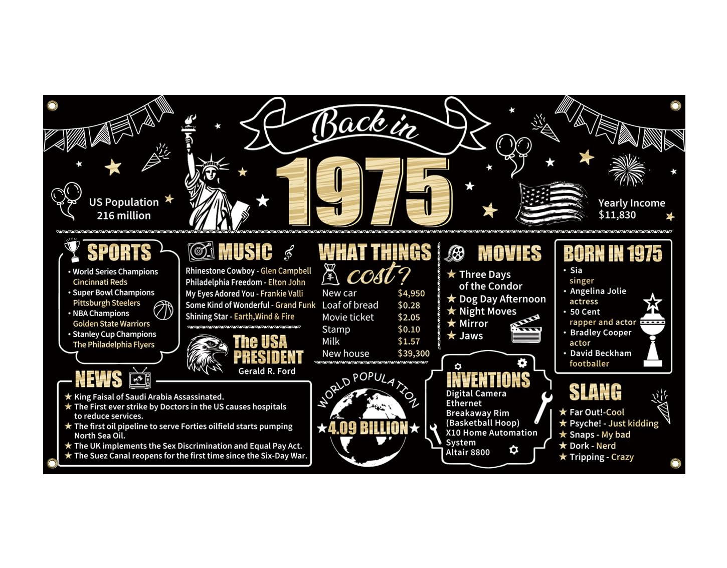 Amazon.com: Large Black Gold 50th Birthday Party Decorations Back in ...