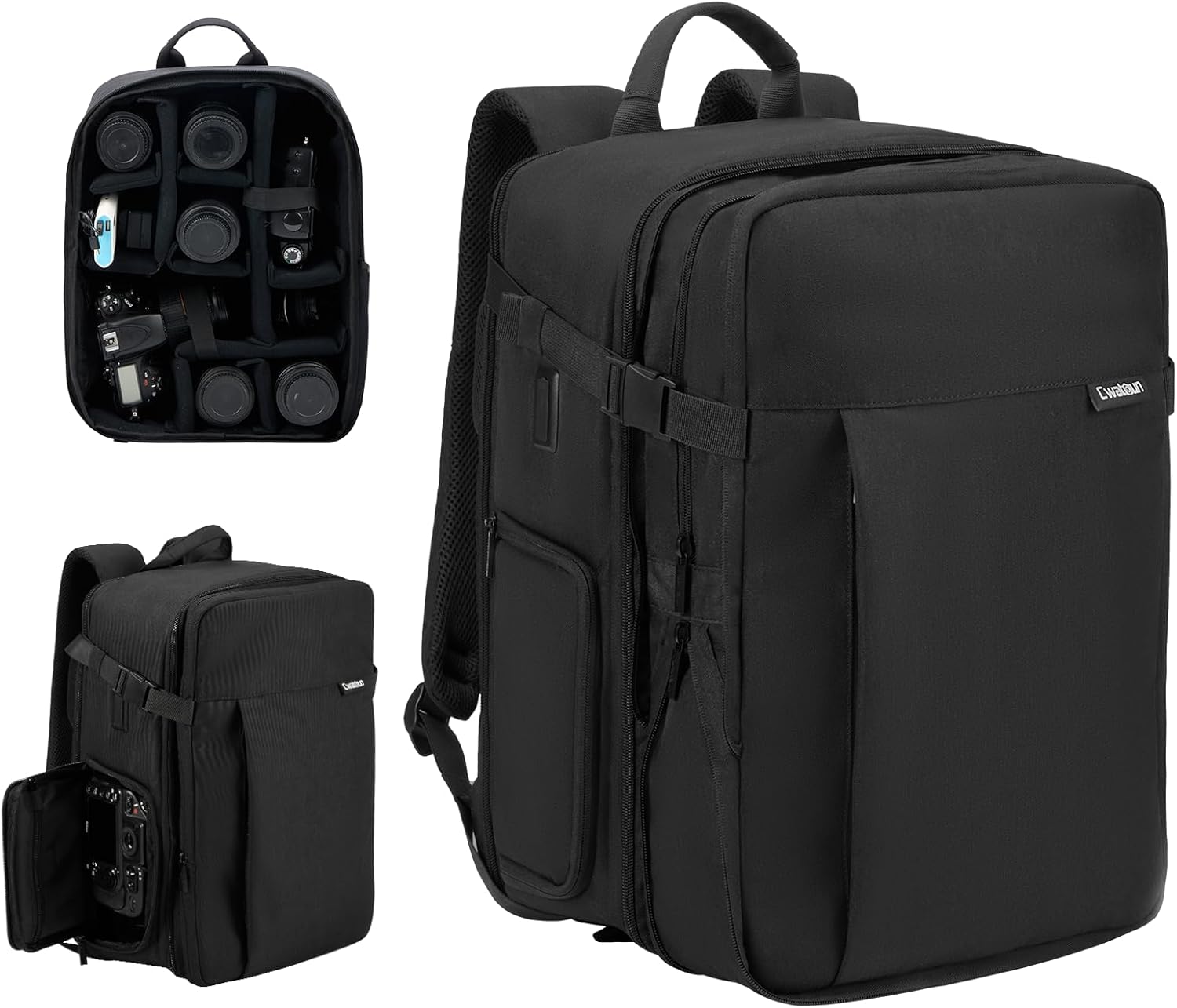 Amazon.com : Cwatcun 3-IN-1 Large Camera Backpack with Scalable ...
