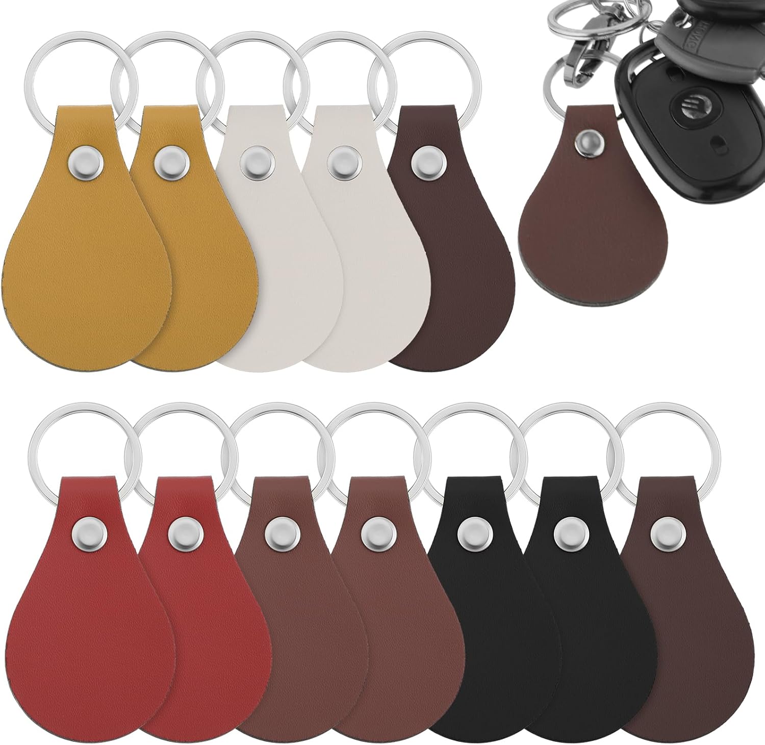 Amazon.com: 12 Pcs Leather Keychain Blanks 6 Colors Leather Key Fob Pu ...