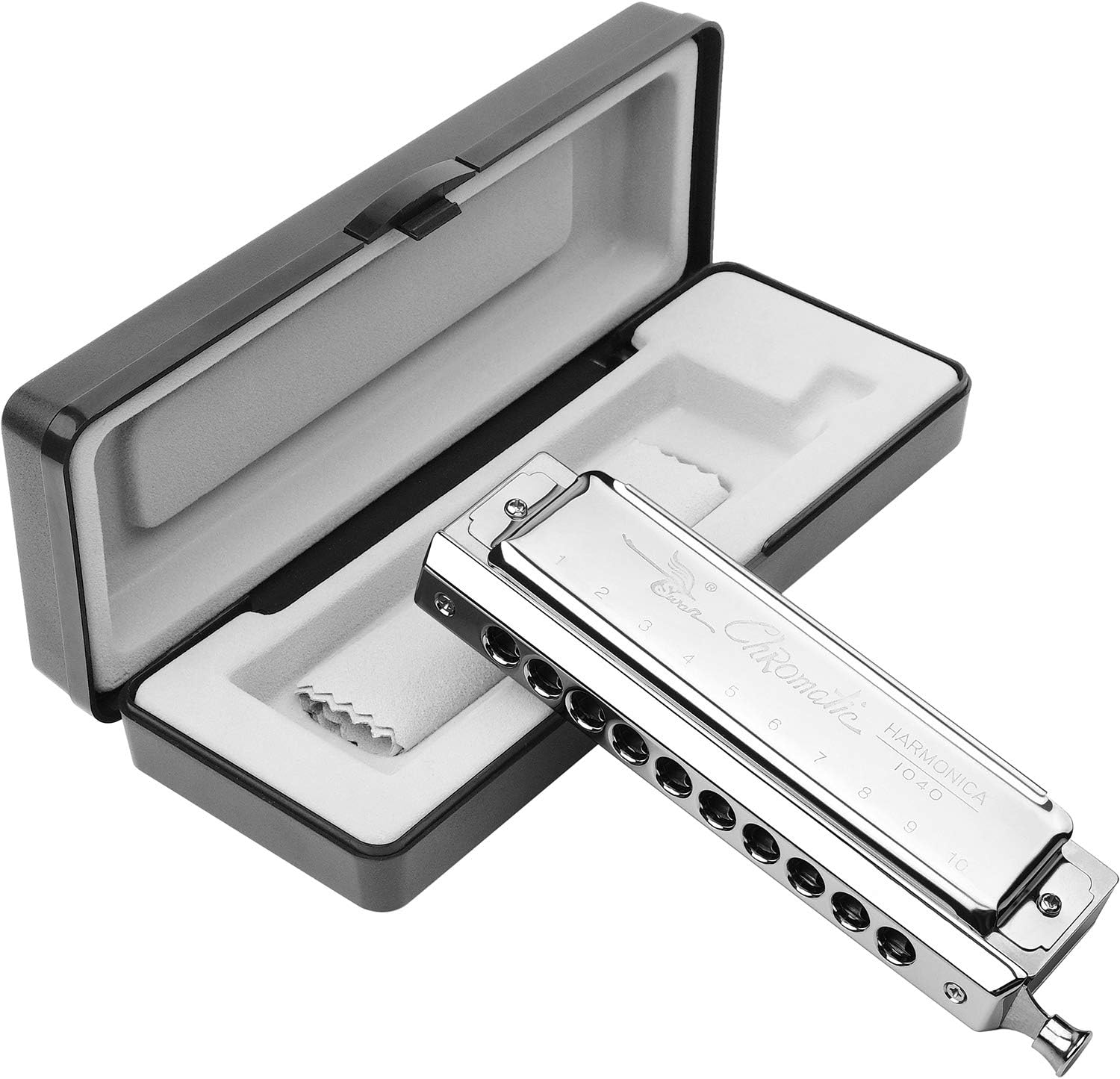 Amazon.com: SWAN Chromatic Harmonica 10 Holes Deluxe Harmonica C Key ...