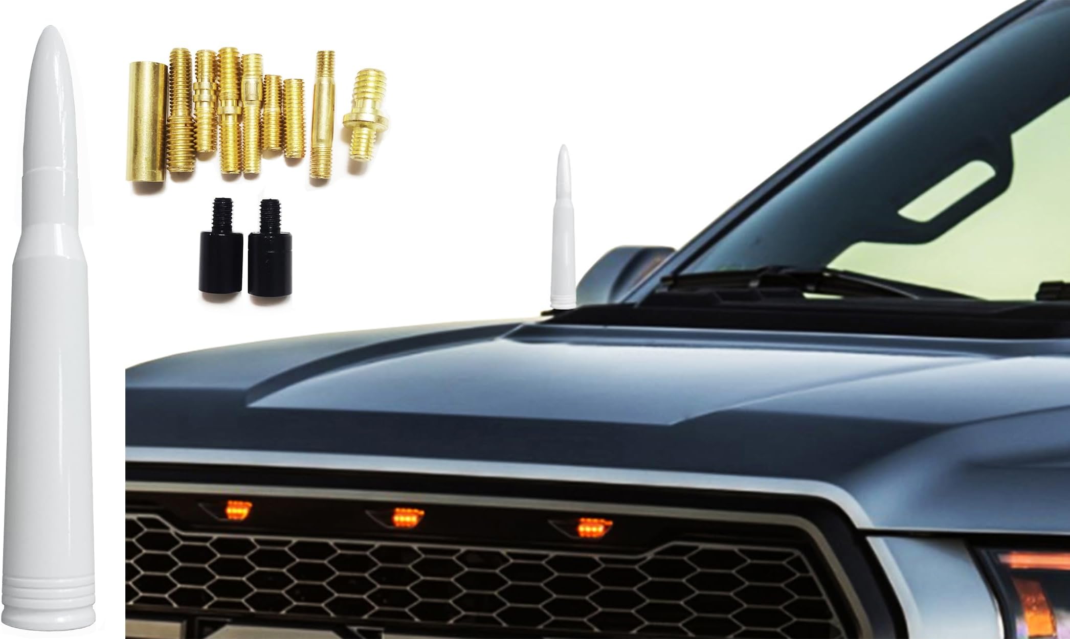 Amazon.com: 50 Cal White Bullet Antenna Replacement Ford F150 F250 F350 ...