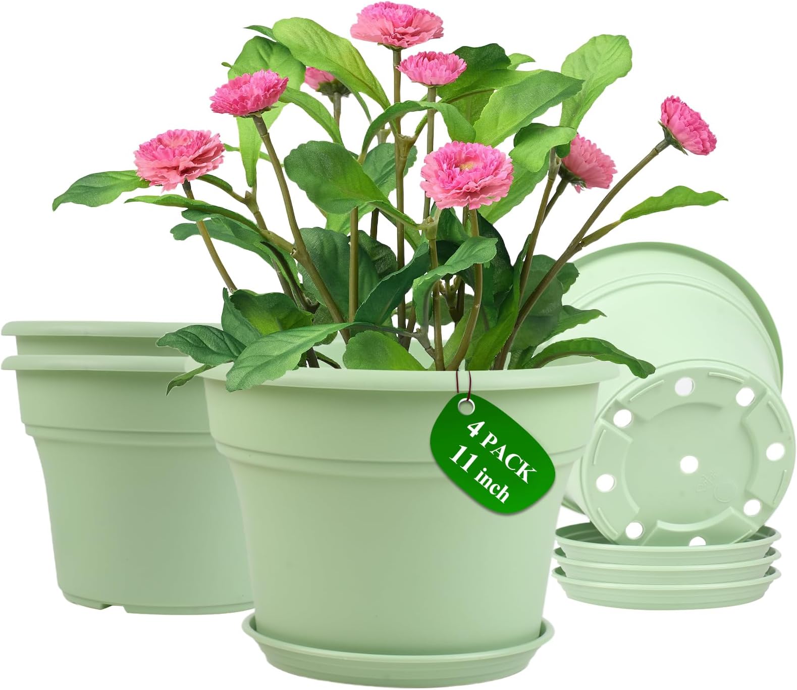 Amazon.com : 16 inch Plastic-Flower-Pot-for-Indoor-Plants, 4 Pack Large ...