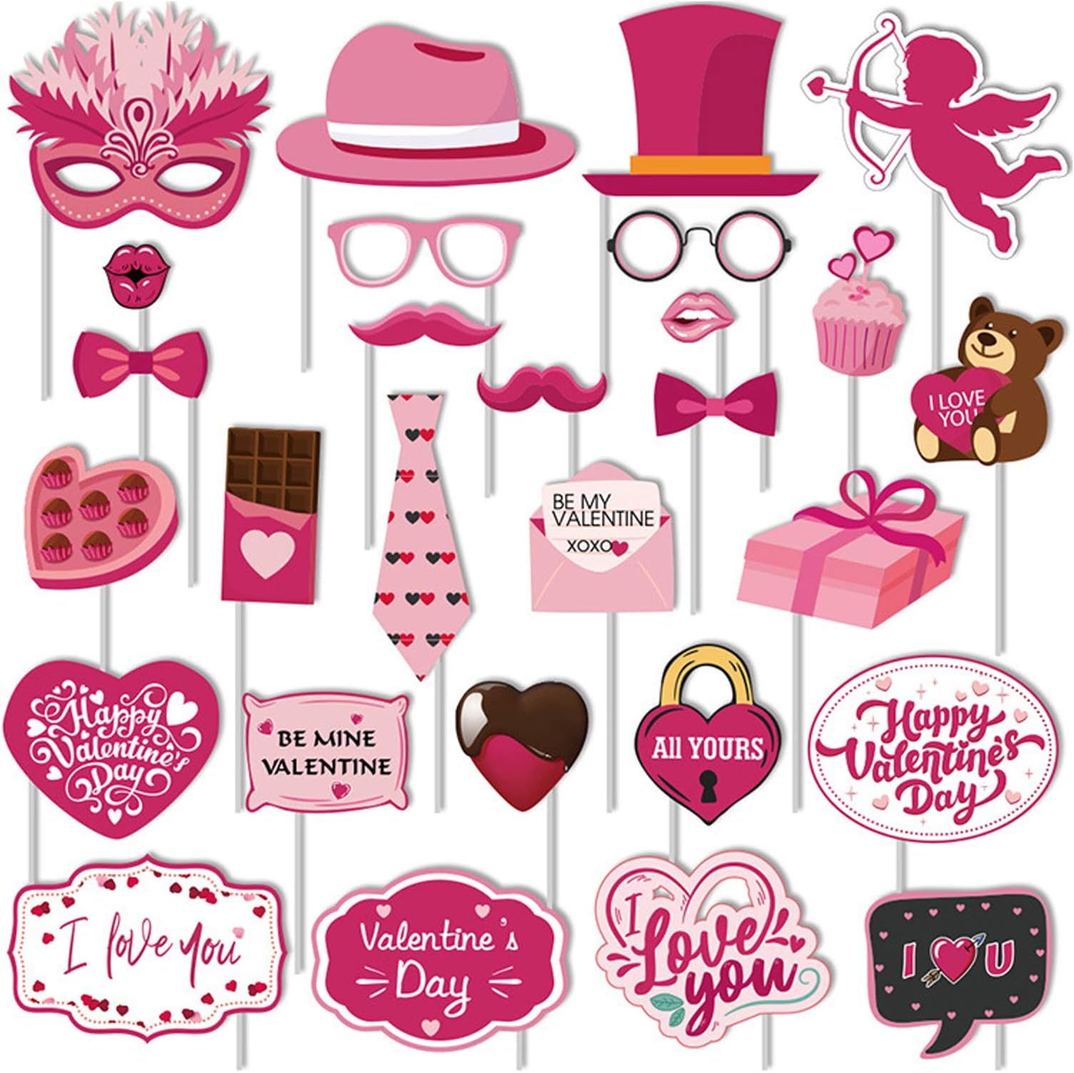 Amazon.com: KatchOn, Pink Valentines Day Photo Props - Pack of 28 ...