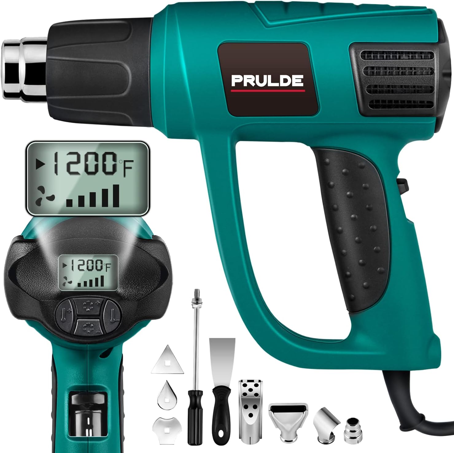 Heat Gun Variable Temperature, PRULDE N2030 Hot Air Gun with LCD ...