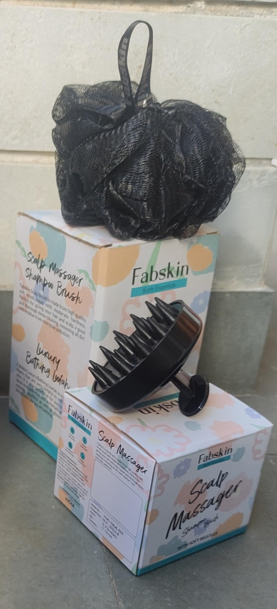 Buy FABSKIN Loofah for Bathing & Scalp Massager Shampoo Brush Combo For ...