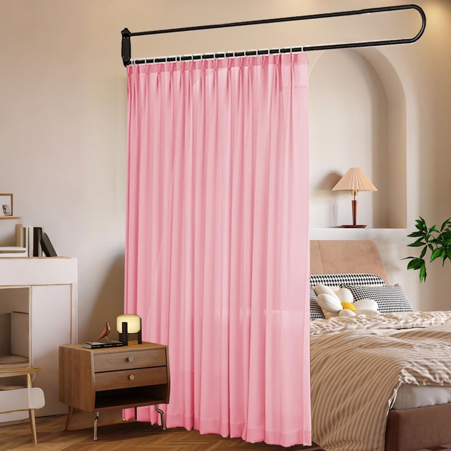 Amazon.com: GODNOEI Privacy Partition Curtains Pink Privacy Wall Room ...