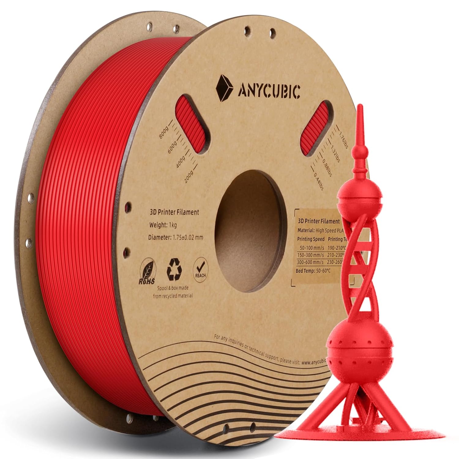 Amazon.com: ANYCUBIC High Speed RFID 3D Printer Filament 1.75mm, Rapid ...