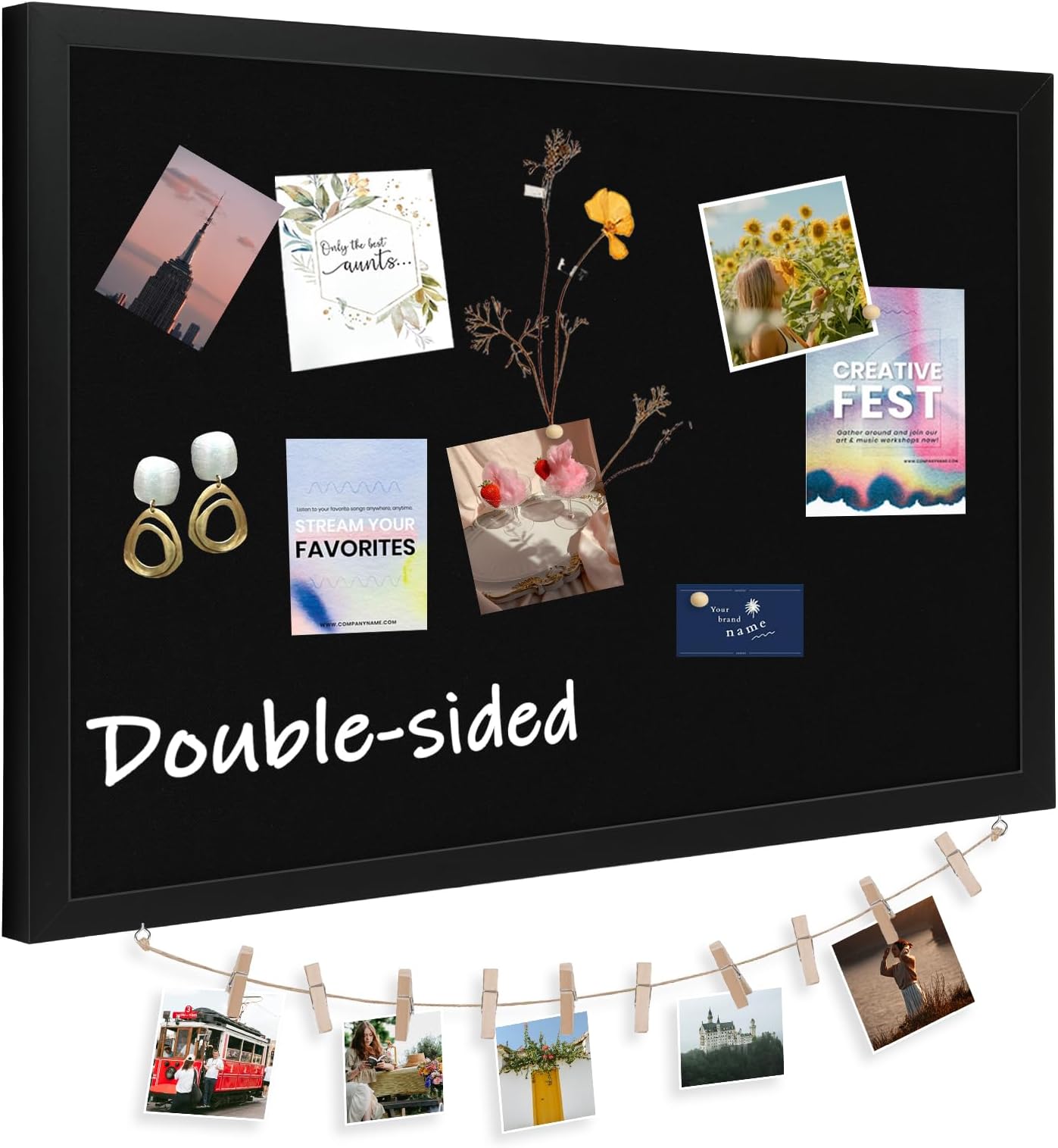 Amazon.com : SKL Products Black Cork Board - 30" x 20" Large, Framed ...
