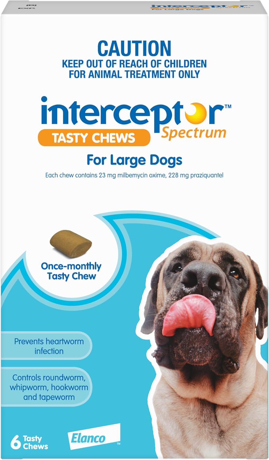 Interceptor™ Spectrum Heartworm & Worms for Dogs 22 - 45kg - 6 Pack ...