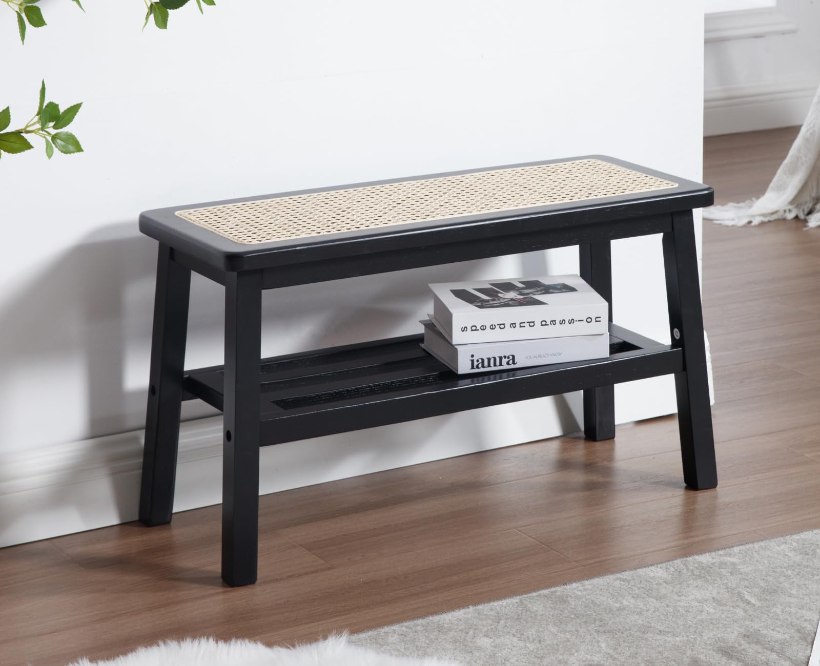 Amazon.com: CIMOTA Wicker Rattan Entryway Bench, Indoor Wood Shoe ...