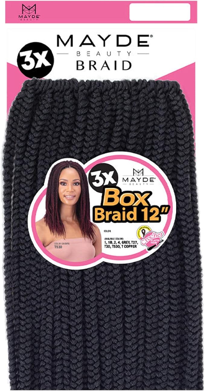 Amazon.com: Mayde Beauty Crochet Braid 3X Box Braids 12" (5-Pack, T530 ...