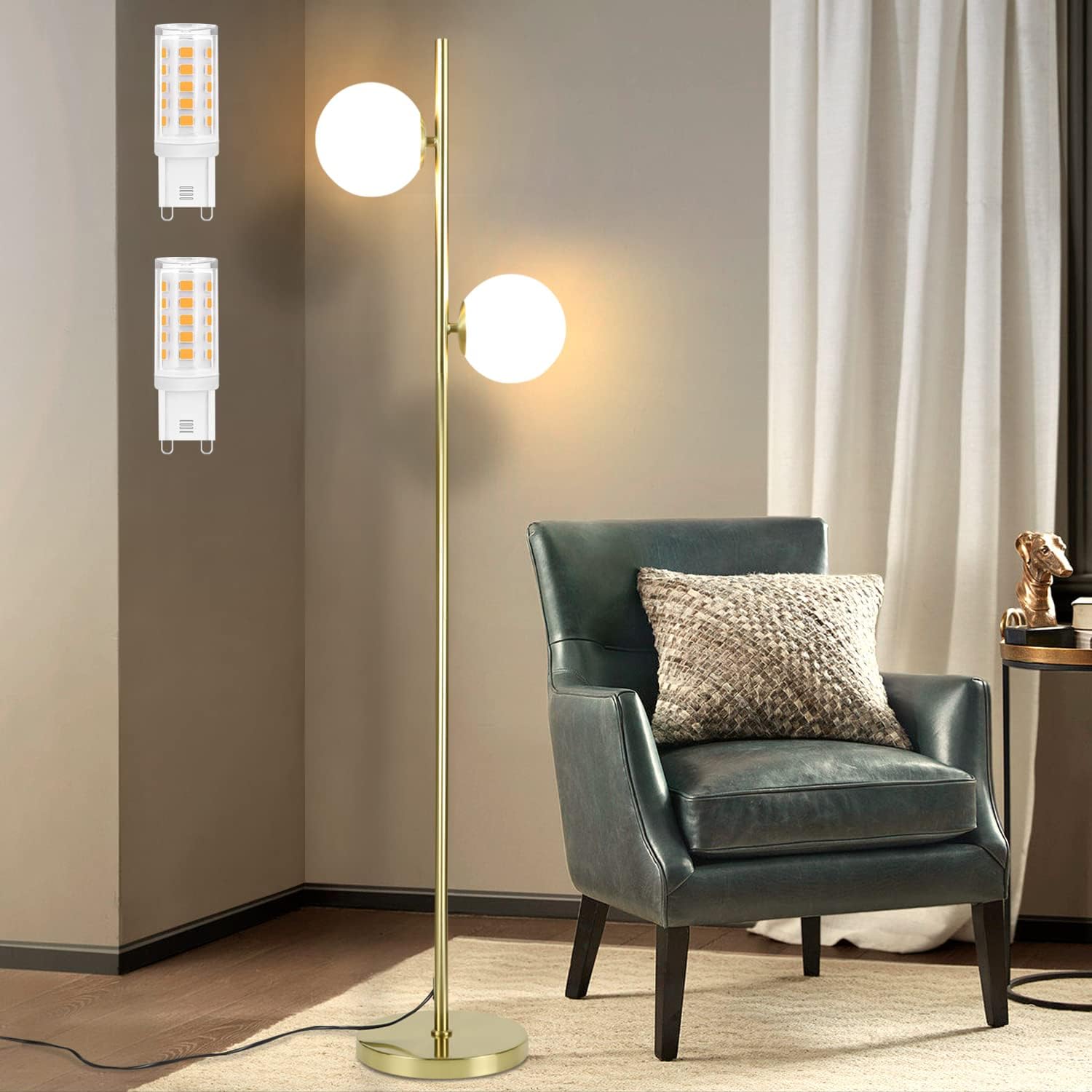 ZMH Stehlampe Wohnzimmer Modern Stehleuchte - Gold Design Standleuchte ...