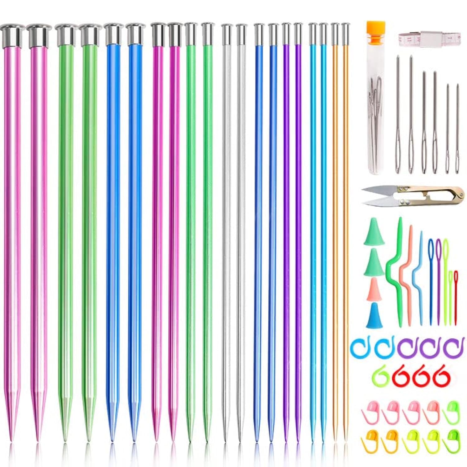 Amazon.com: 64pcs Knitting Needle Set, 20pcs Aluminum Knitting Needles ...