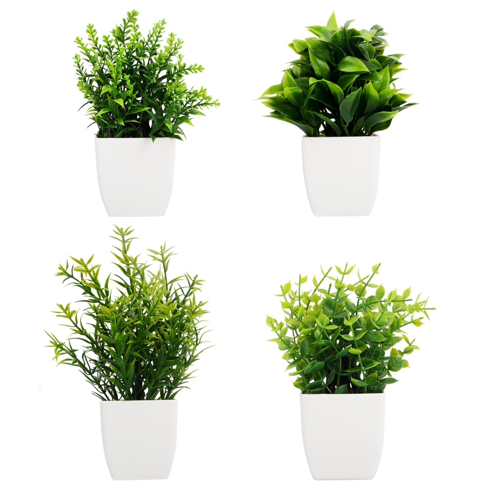 Chstarina 4 Pack Artificial Plants in Pots, Artificial Greenery in Pots ...