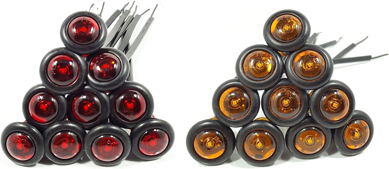 Amazon.com: 20 Pack - SMOKED LENS (10) Red & (10) Amber 3/4" LED ...