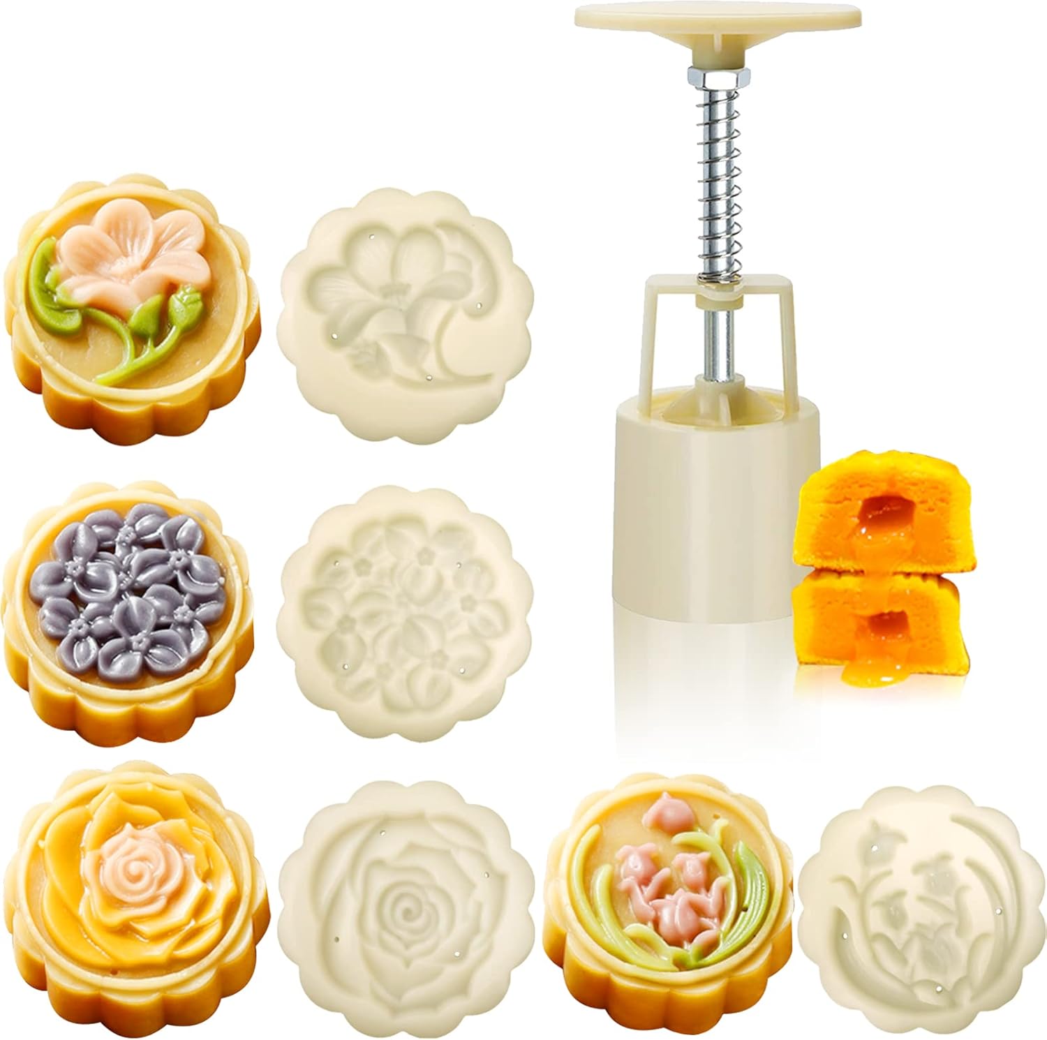 Amazon.com: Moon Cake Mold 50g, Mid-Autumn Festival Hand-Pressure ...