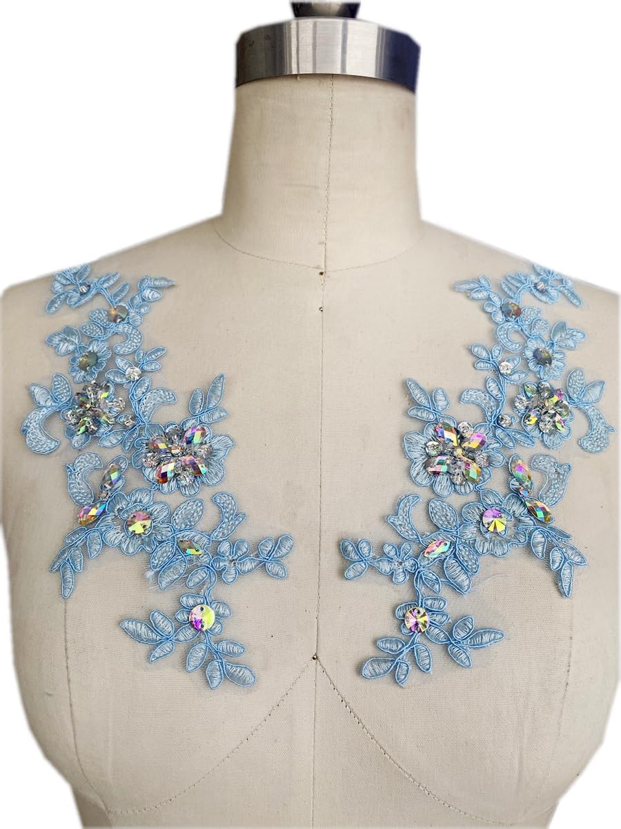 Amazon.com: Handmade Appliques 1 Pair of Embroidery Sequin Lace ...
