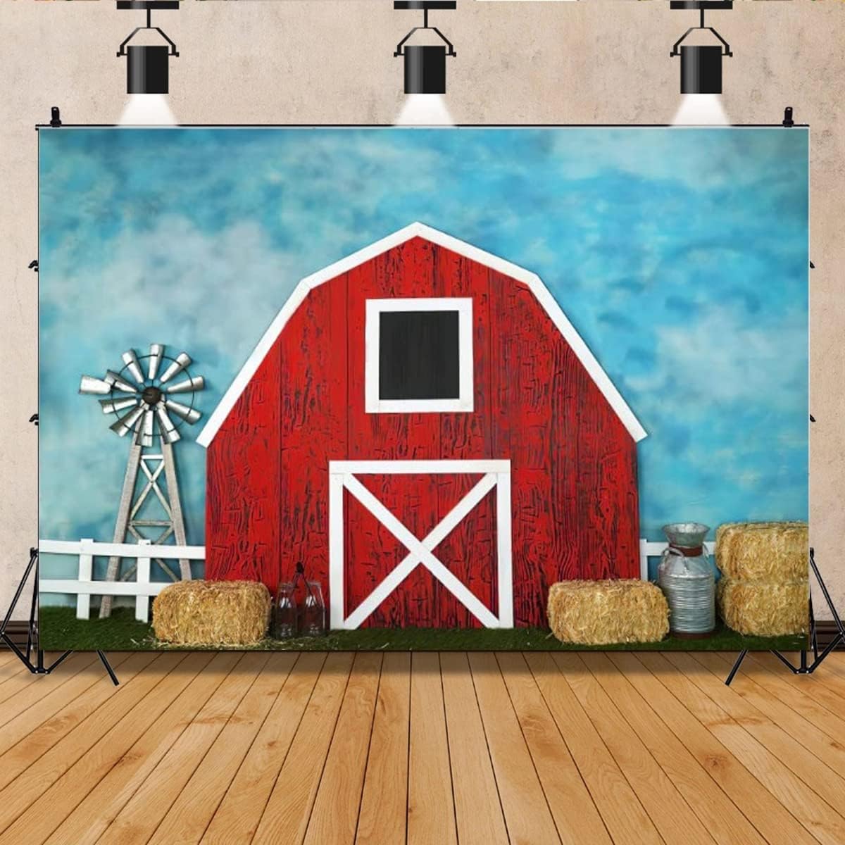 Amazon.com : Red Barn Door Haystack Photography Backdrop Farm Theme ...