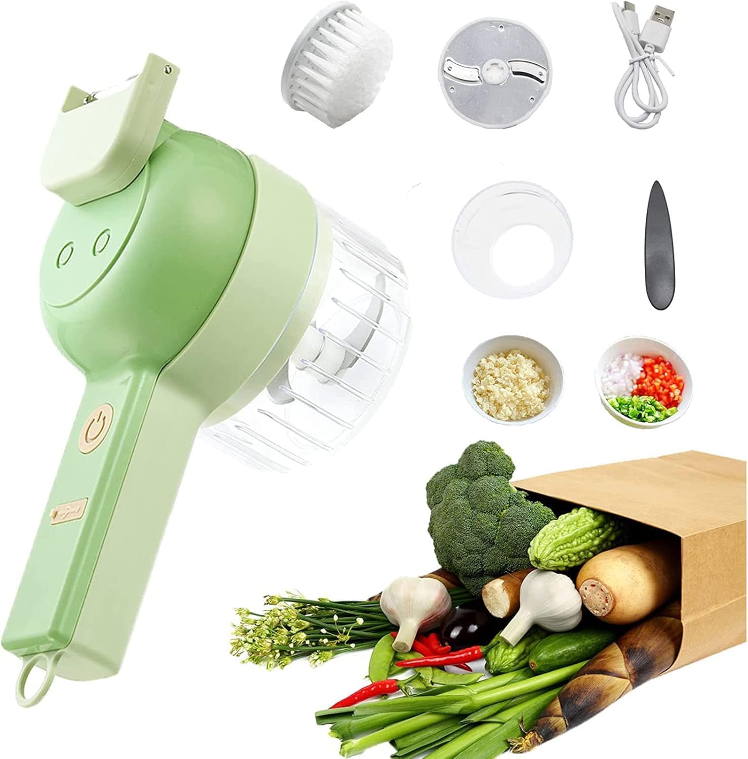 Amazon.com: 4 In 1 Handheld Electric Vegetable Cutter Grater Set ...