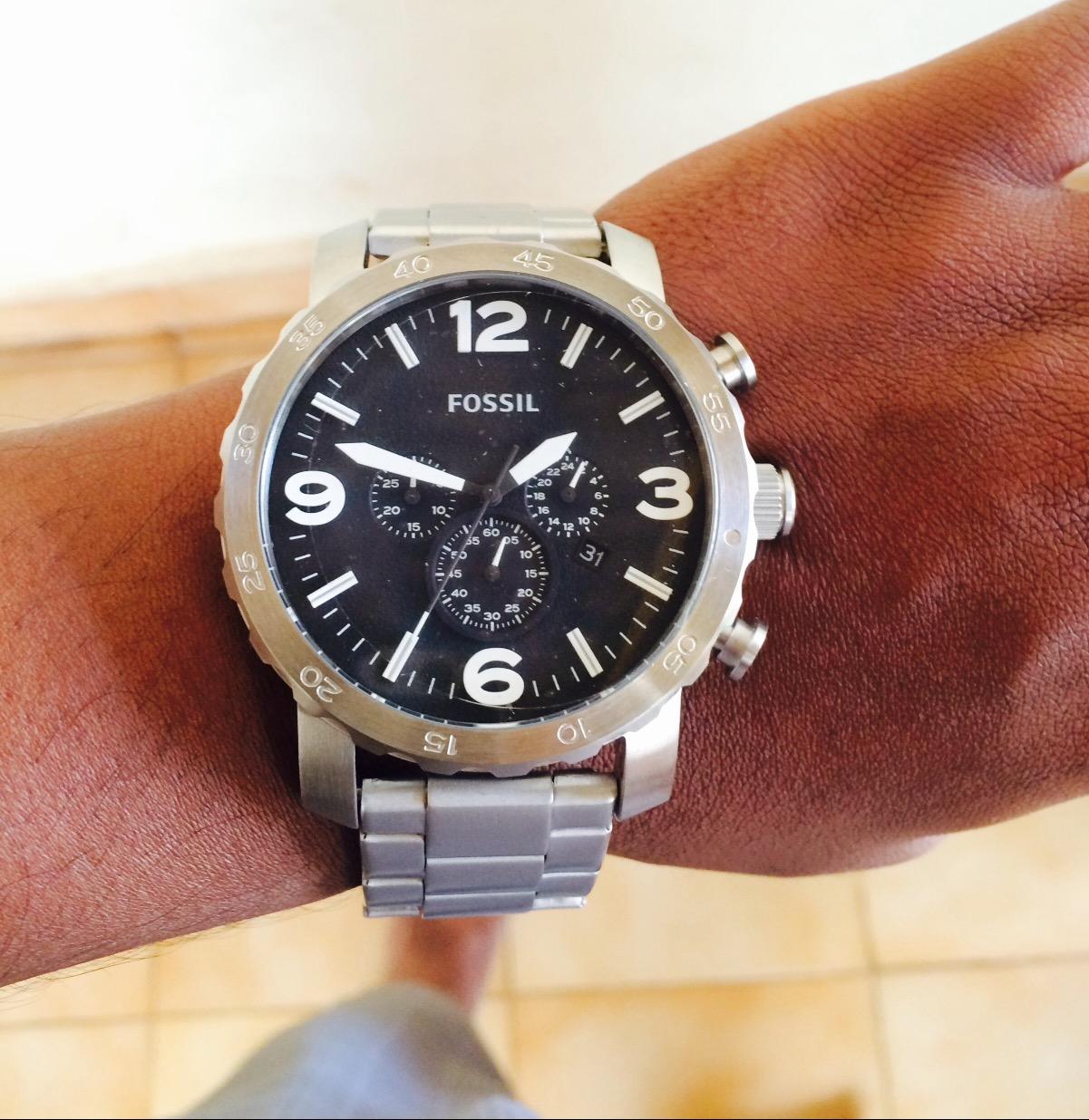 Fossil Stainless Steel Nate Chronograph Black Dial Men Watch-Jr1353 ...
