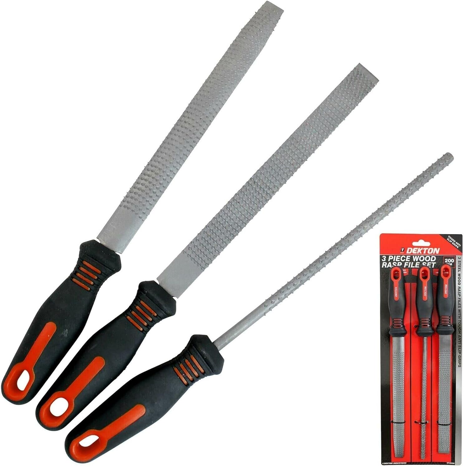 3 Piece Wood Rasp File Set Flat Round Half Round Carpenters Tool Steel ...