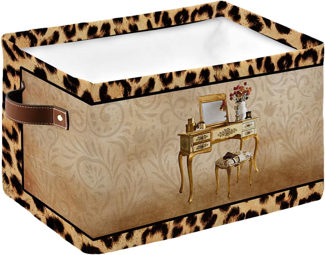 Amazon.com: Large Capacity Storage Bins Dressing Table Leopard ...