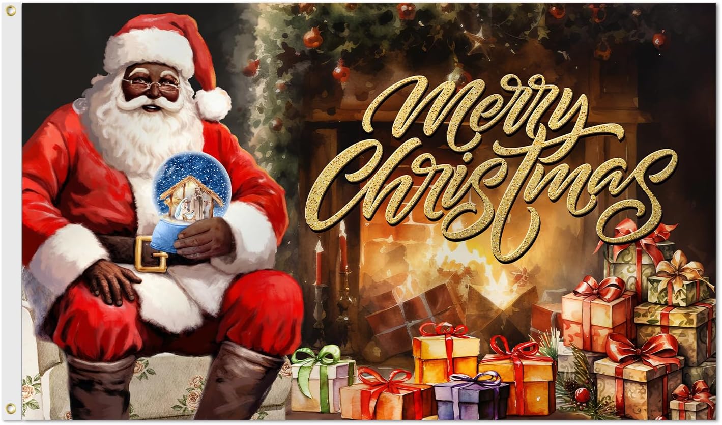 Amazon.com : PIPISASA Black Santa Claus Christmas Decorations Merry ...