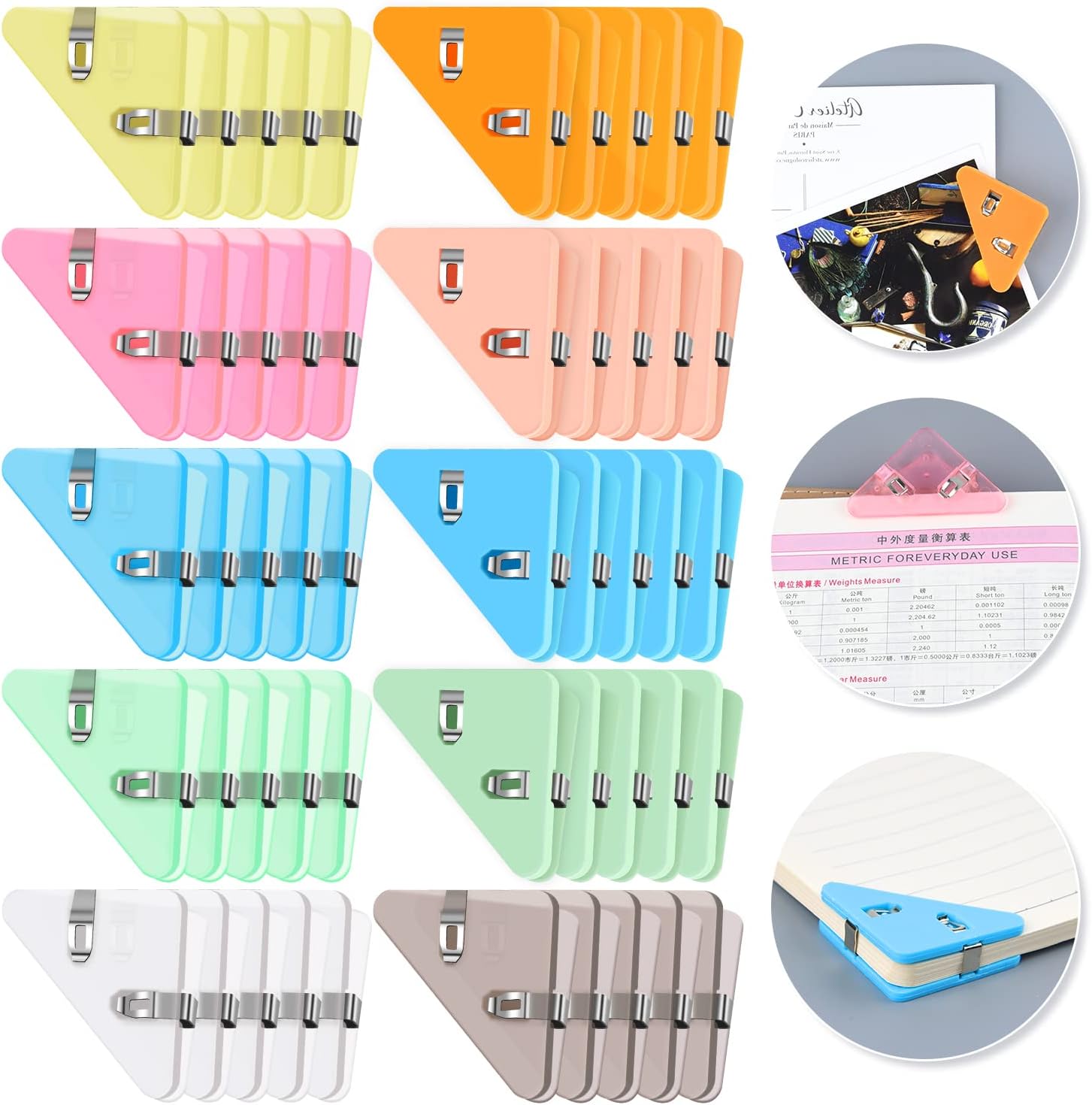 Amazon.com : WXJ13 50 Pieces Corner Paper Clip Prevent Books Curling ...