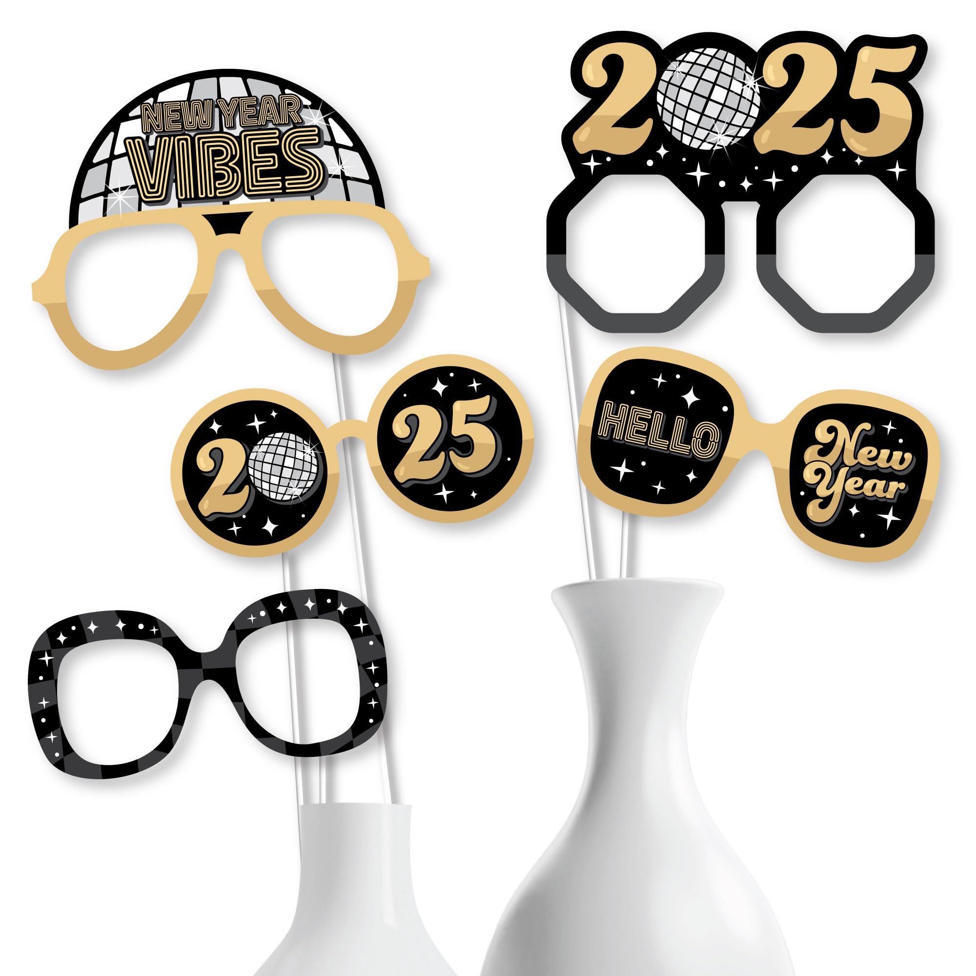 Amazon.com: Big Dot of Happiness Disco New Year Glasses - Paper Card ...