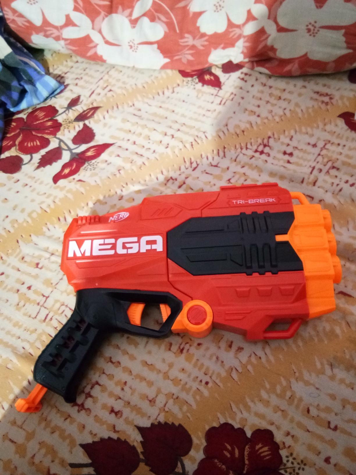Nerf Mega Tri-Break Blaster - Break Open Barrel to Load Darts - 3-Dart ...