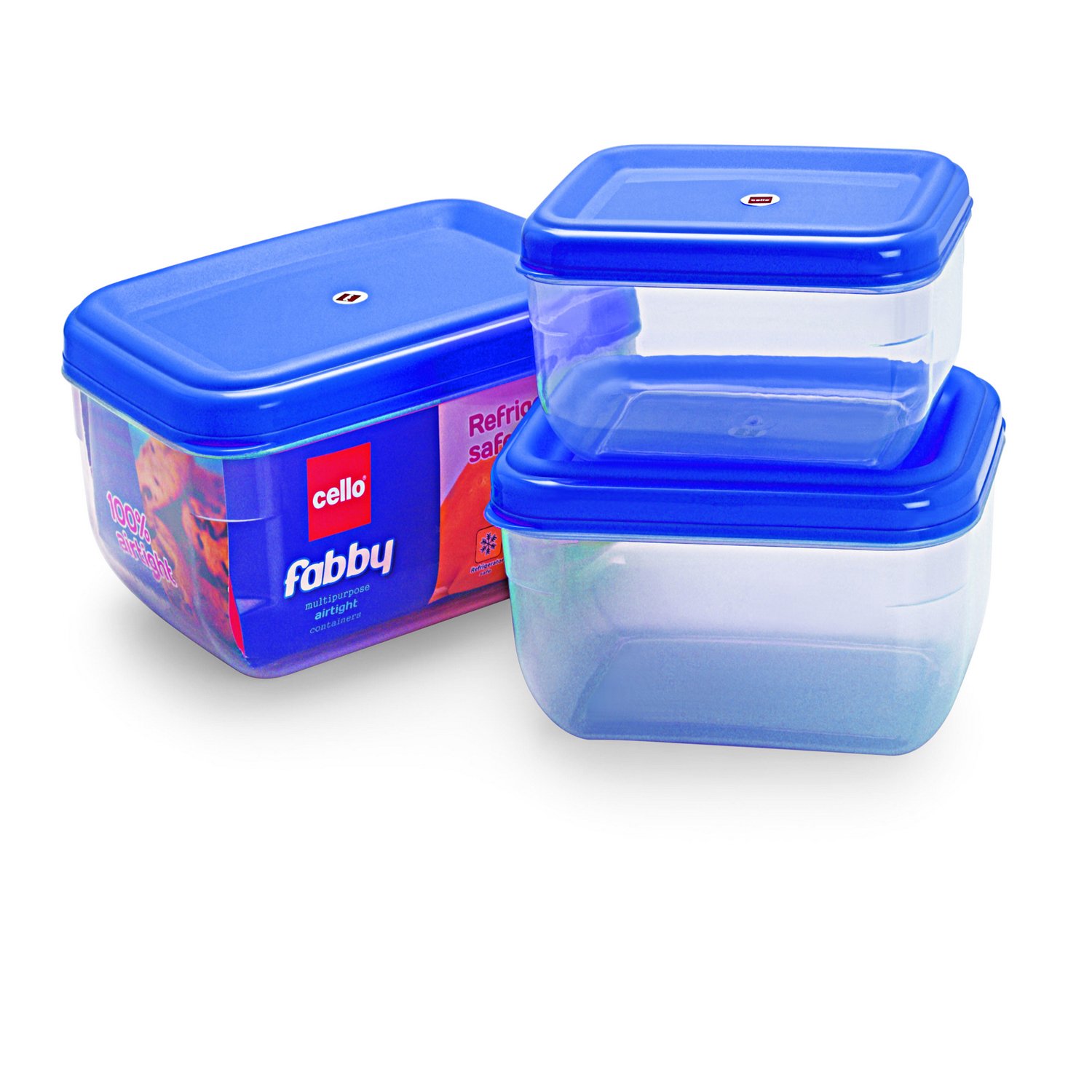 Buy Cello Rectangular Fabby Container Set, Set of 3, Blue Online at Low ...