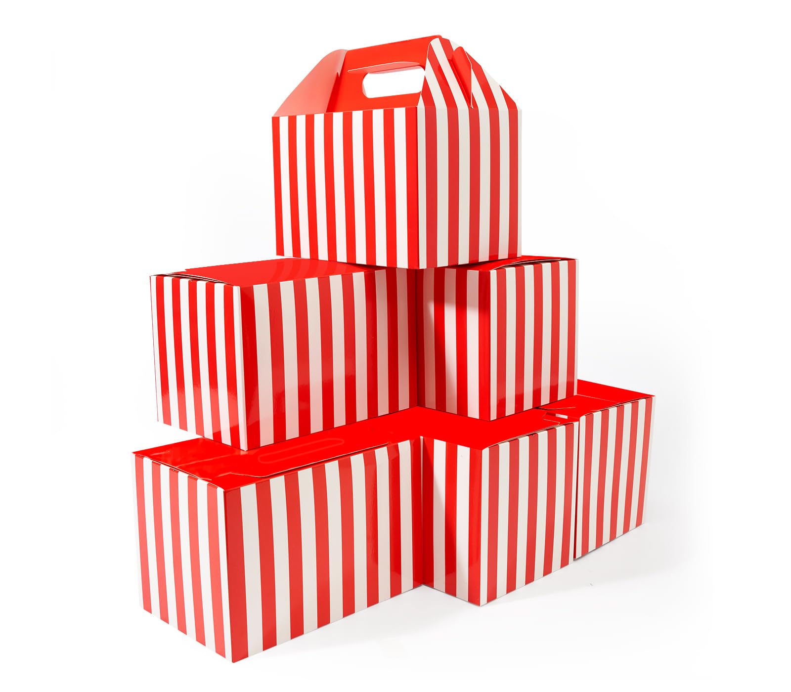 Amazon.com: Happyhiram 40-Pack Large Gable Boxes Red Striped- 9x6x6 ...
