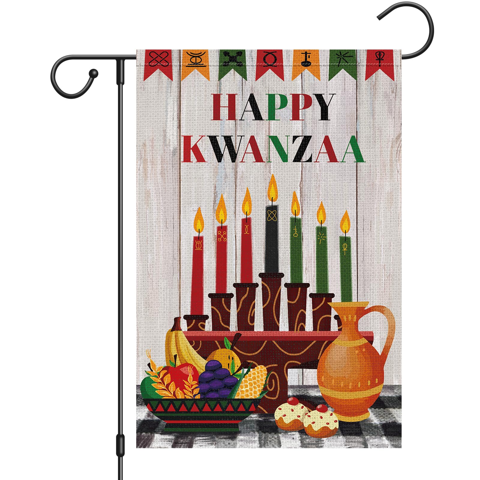 Amazon.com : Happy Kwanzaa Garden Flag 2x18 Inch Double Sided Burlap ...